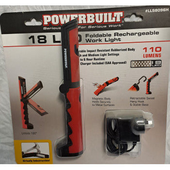 Powerbuilt 18 LED Foldable Rechargeable Work Light – trademax.co.nz